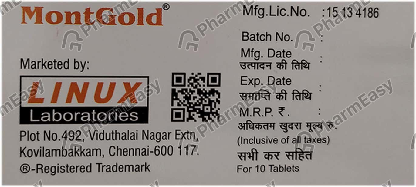 Montgold Strip Of 10 Tablets: Uses, Side Effects, Price & Dosage ...