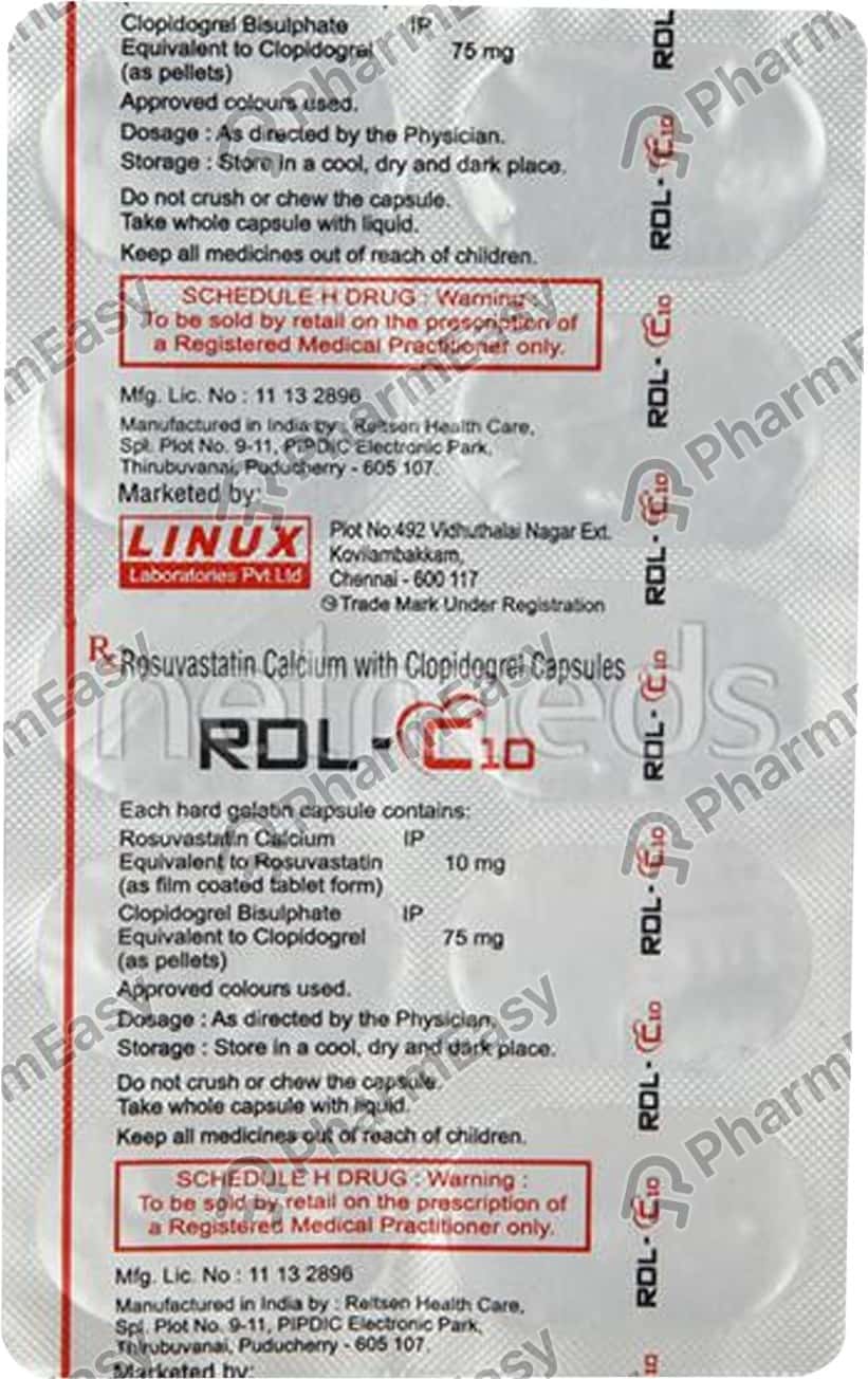 Rdl C 10mg Strip Of 10 Capsules: Uses, Side Effects, Price & Dosage ...