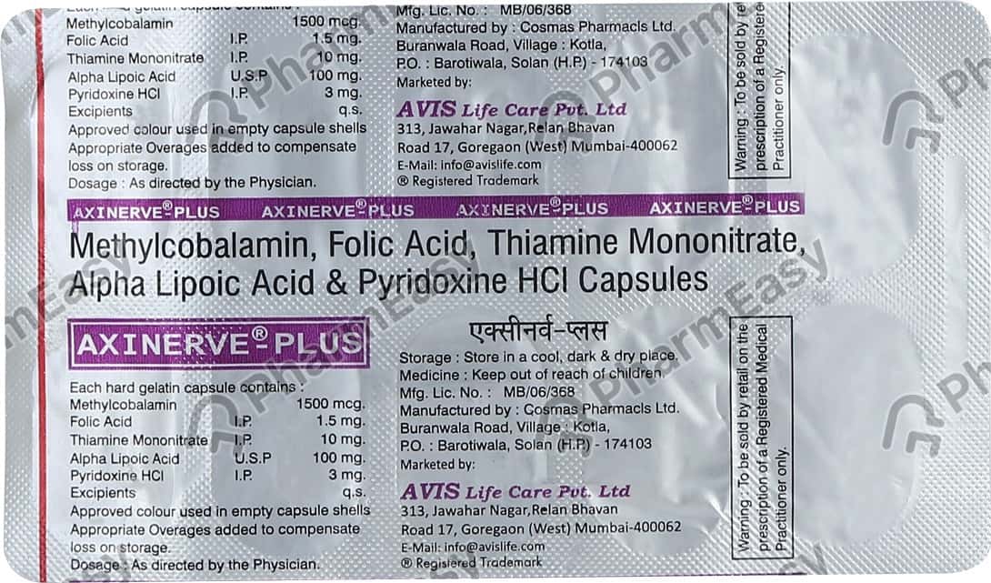 Axinerve Plus Capsule: Uses, Side Effects, Price & Dosage | PharmEasy