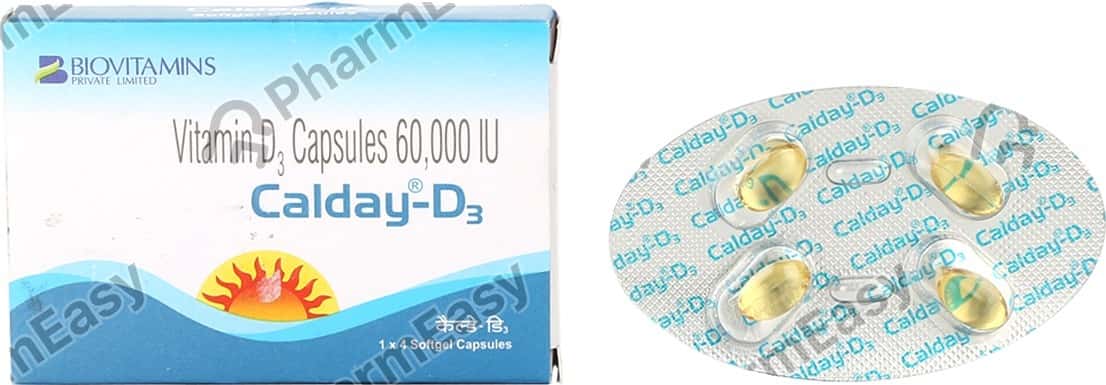 Calday D3 60000 IU Capsule (4): Uses, Side Effects, Price & Dosage ...
