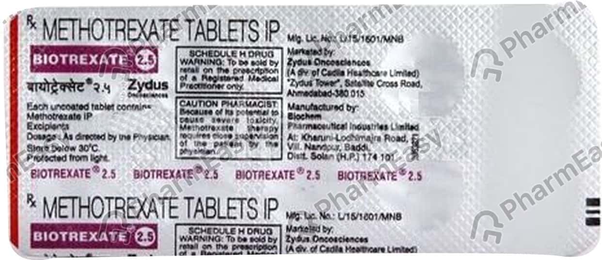 Biotrexate 2.5 MG Tablet (10): Uses, Side Effects, Price & Dosage ...