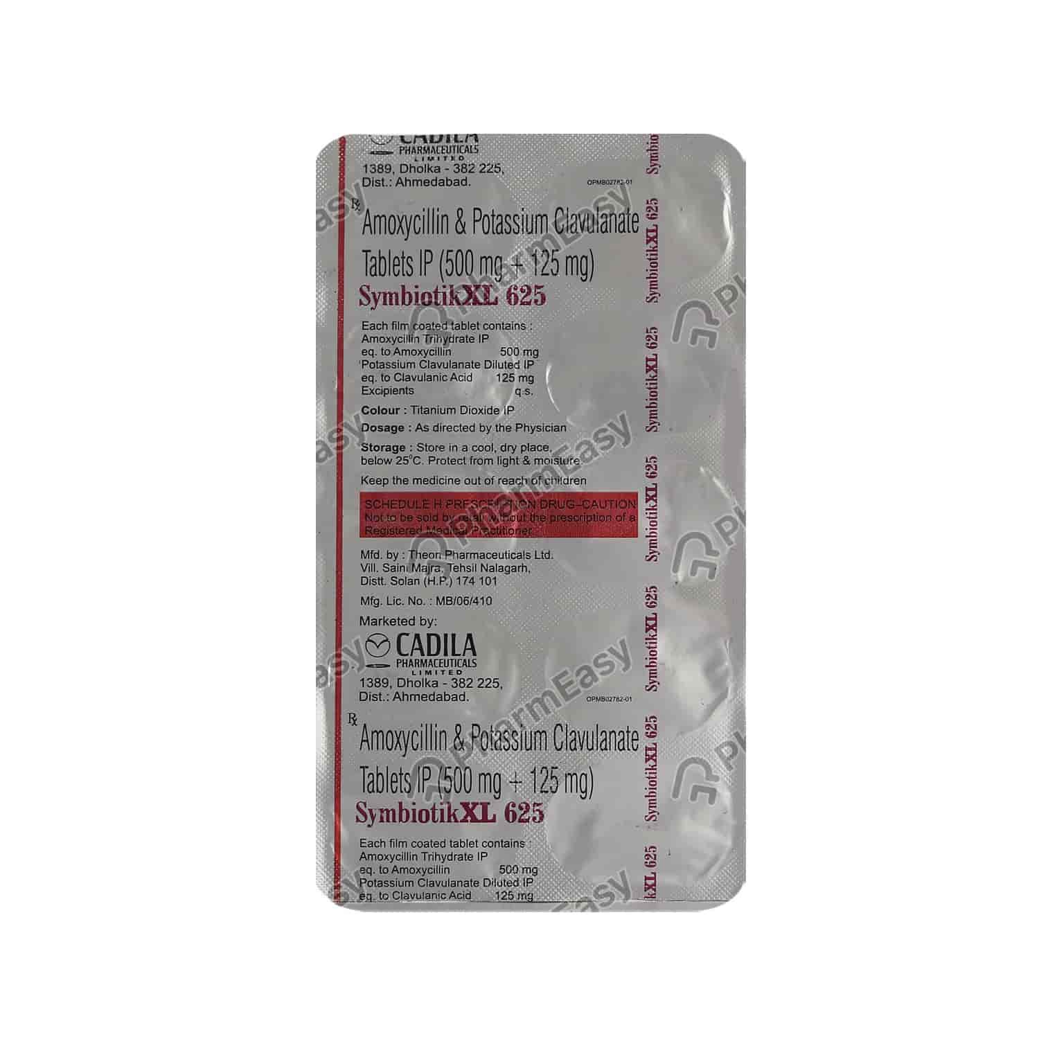 Symbiotik Xl 625mg Tab 10`S - Uses, Side Effects, Dosage, Composition ...