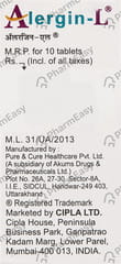 Alergin L 5 MG Tablet (10): Uses, Side Effects, Price & Dosage | PharmEasy
