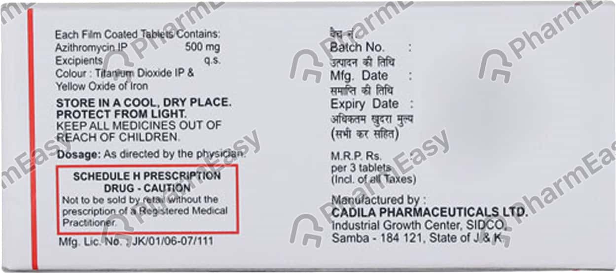 Azivista 500 MG Tablet (3): Uses, Side Effects, Price & Dosage | PharmEasy