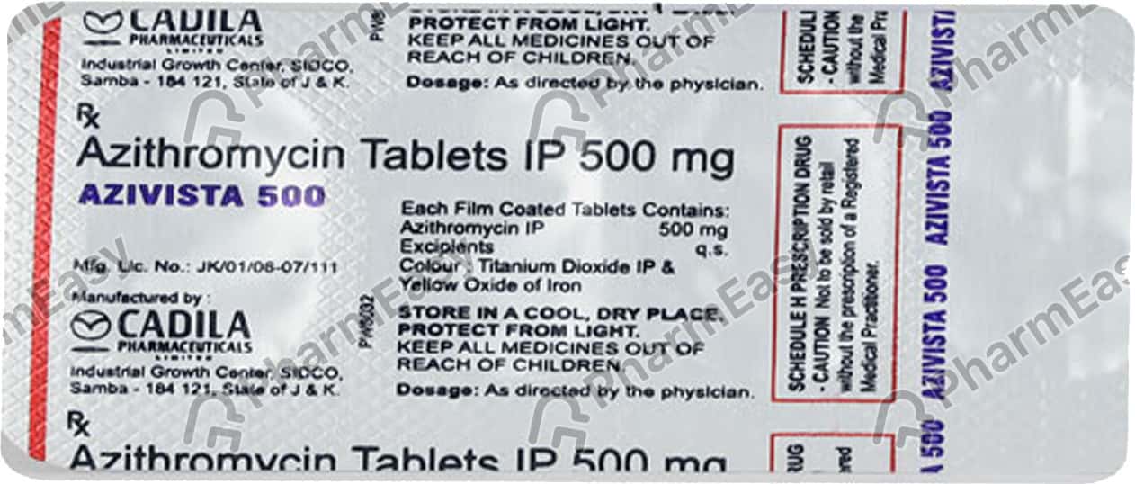 Azivista 500 MG Tablet (3): Uses, Side Effects, Price & Dosage | PharmEasy