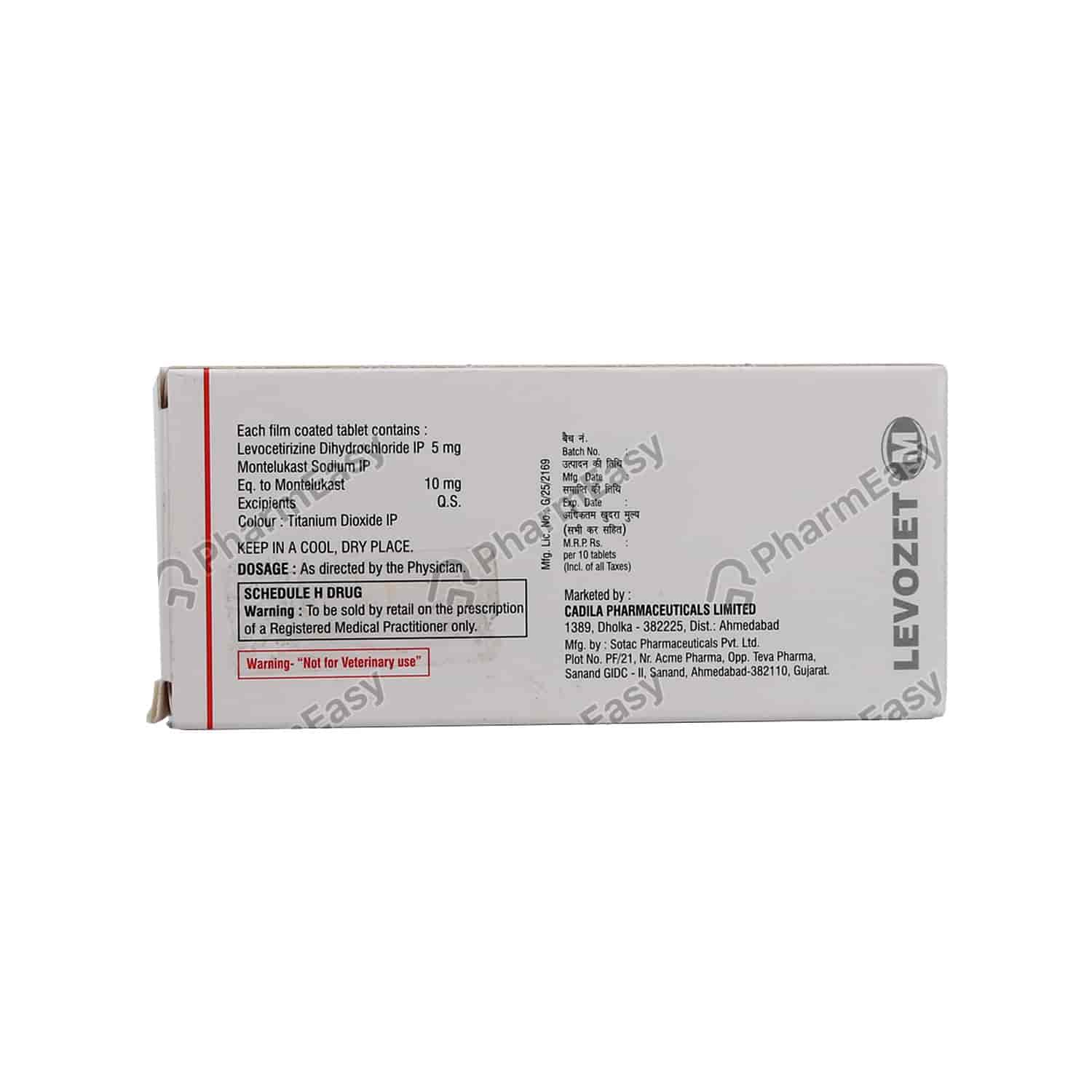 Levozet M Tab - Uses, Side Effects, Dosage, Composition & Price | PharmEasy