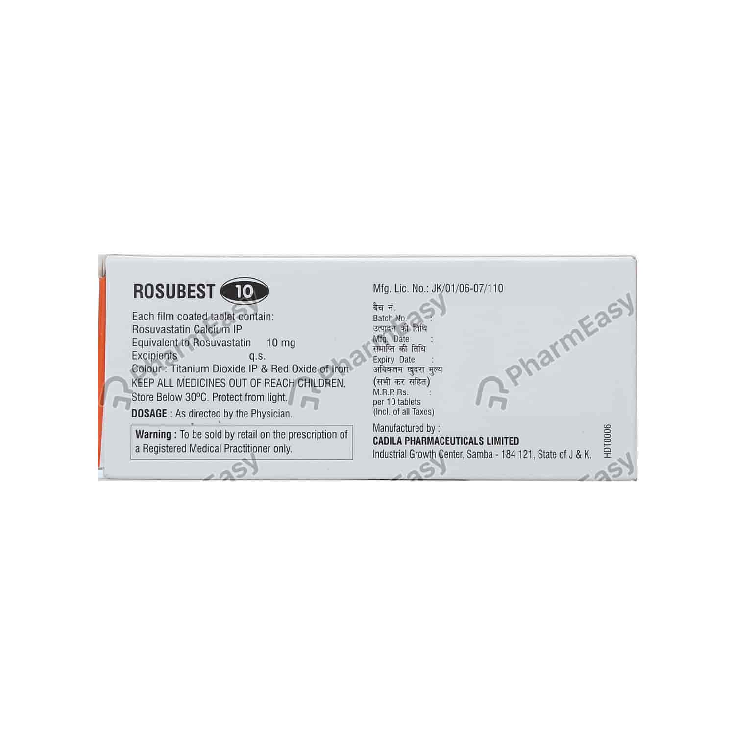 Rosubest 10mg Tab - Uses, Side Effects, Dosage, Composition & Price ...