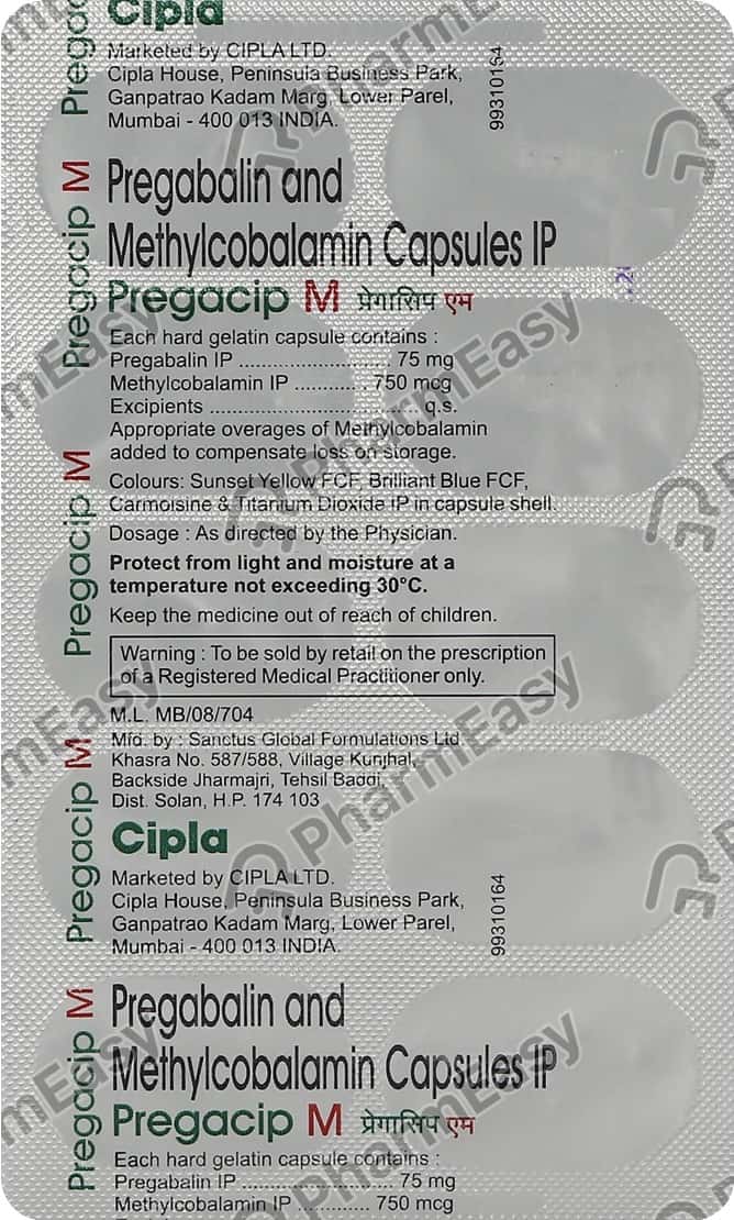 Pregacip M Strip Of 10 Capsules: Uses, Side Effects, Price & Dosage ...