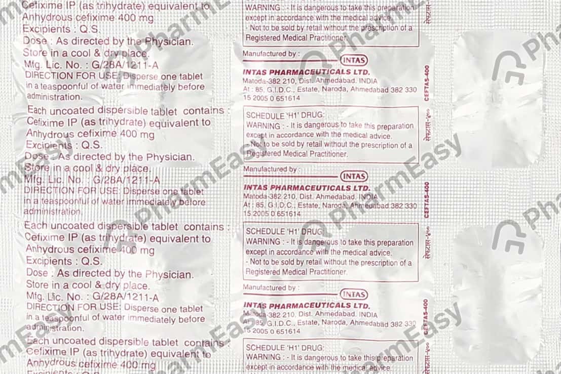 Ceftas 400 MG Tablet (10): Uses, Side Effects, Price & Dosage | PharmEasy