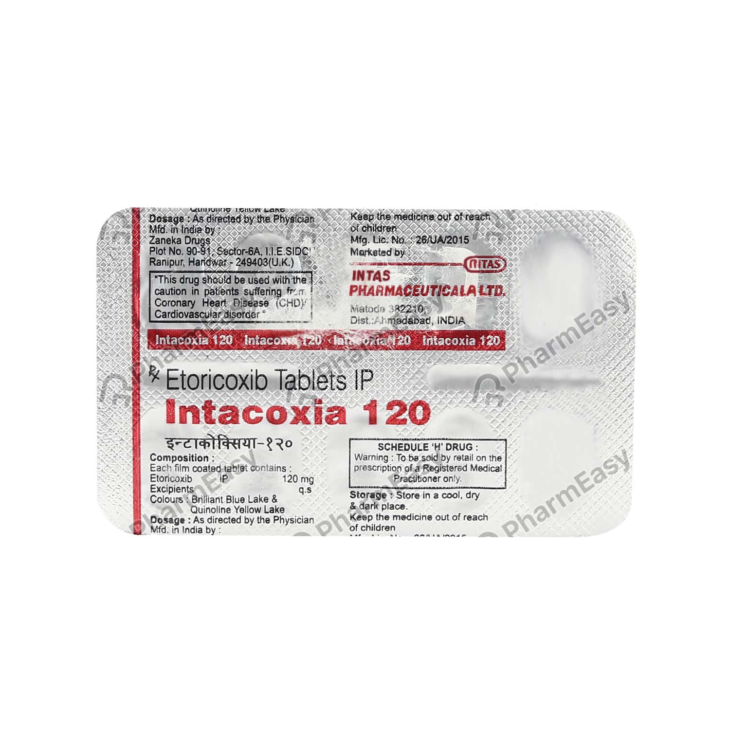 Intacoxia 120 MG Tablet (10) - Uses, Side Effects, Dosage, Composition ...