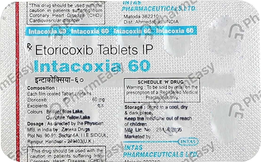 Intacoxia 60 MG Tablet (10): Uses, Side Effects, Price & Dosage | PharmEasy