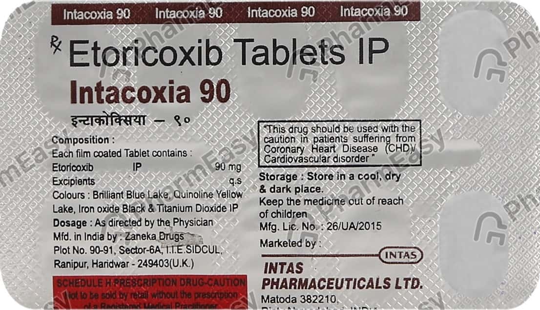 Intacoxia 90 MG Tablet (10): Uses, Side Effects, Price & Dosage | PharmEasy