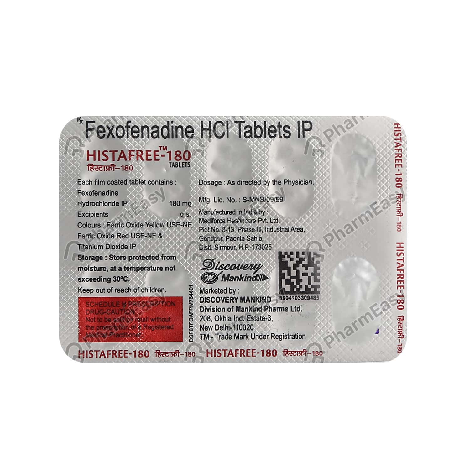 Histafree 180 MG Tablet (10) - Uses, Side Effects, Dosage, Composition ...