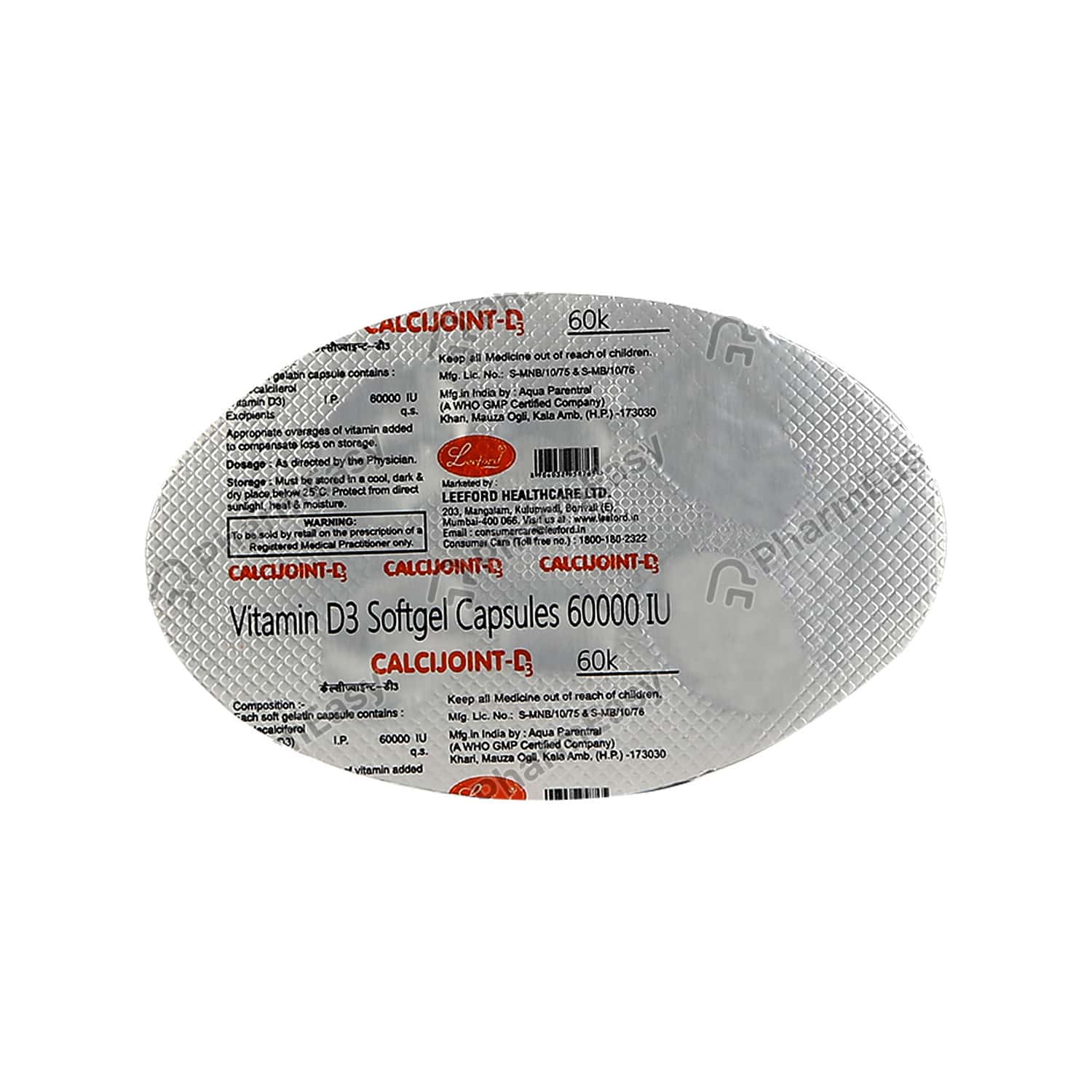 Calcijoint D3 60000 IU Capsule (4) - Uses, Side Effects, Dosage ...