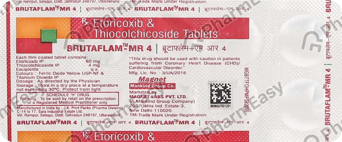Brutaflam Mr 4mg Strip Of 10 Tablets: Uses, Side Effects, Price ...