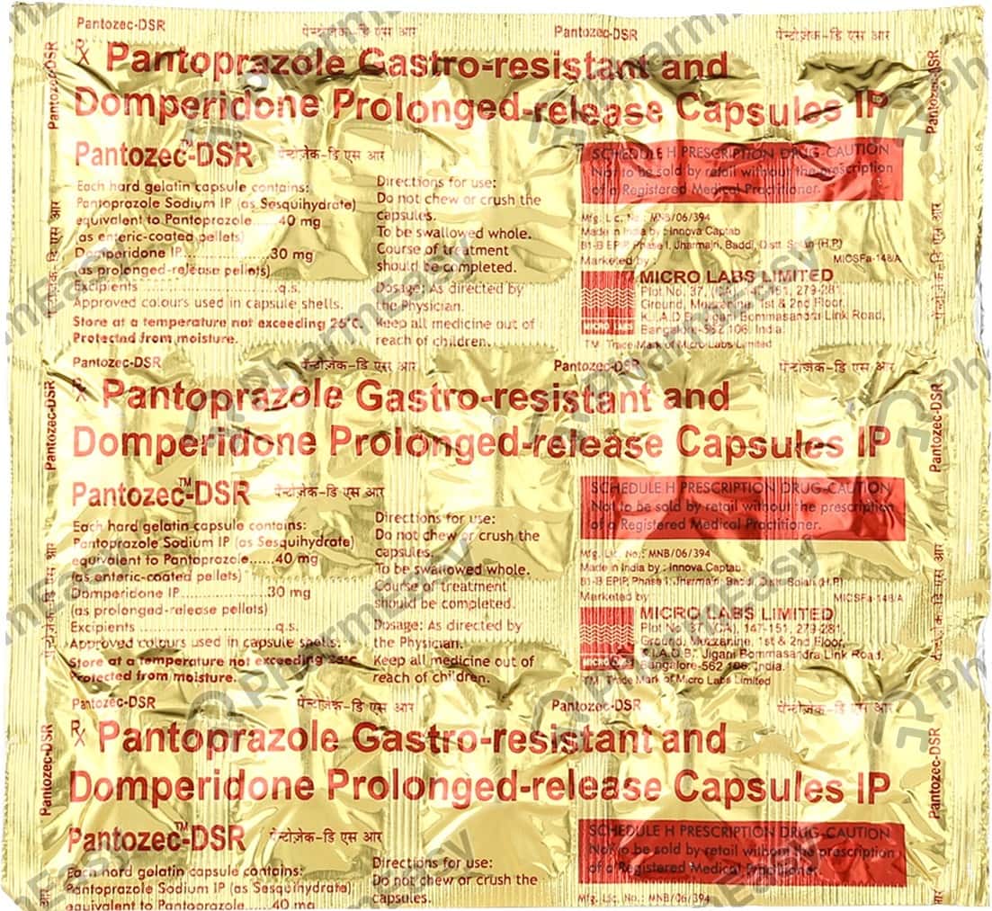 Pantozec Dsr Strip Of 15 Capsules: Uses, Side Effects, Price & Dosage ...