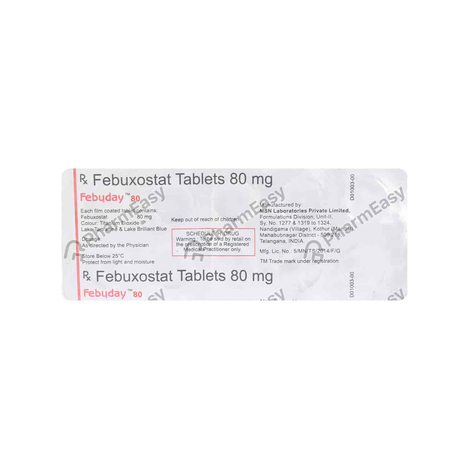 Buy Febuday 80mg Tablet Online at Flat 18% OFF* | PharmEasy