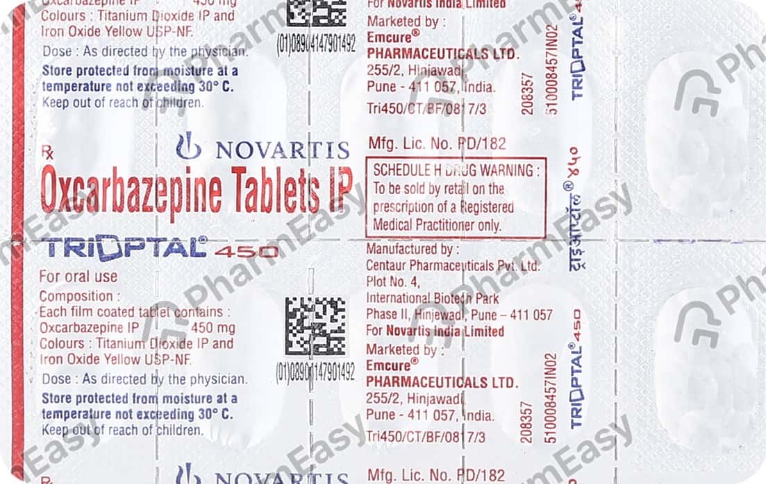Trioptal 450 MG Tablet (10): Uses, Side Effects, Price & Dosage | PharmEasy