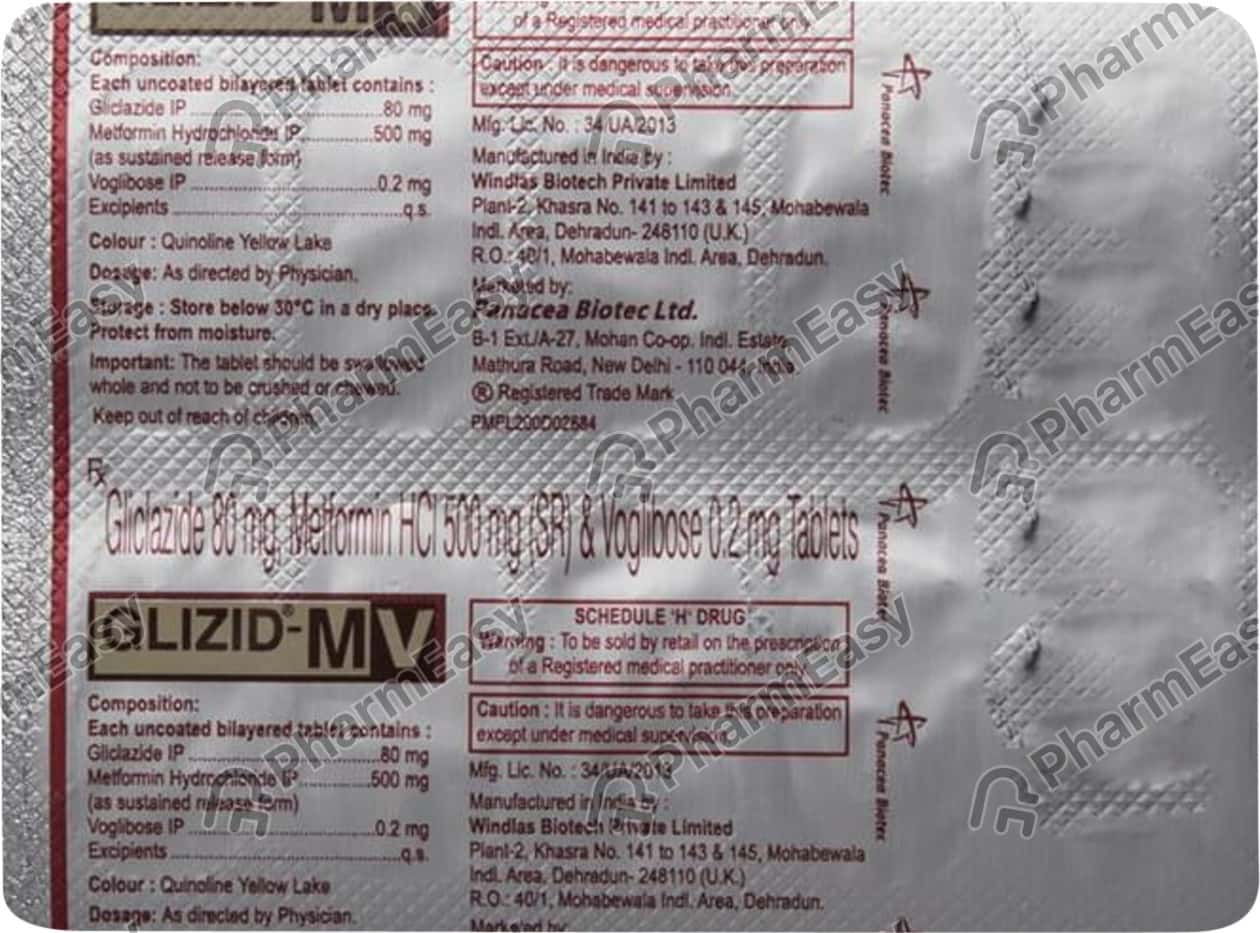 Glizid Mv Strip Of 10 Tablets: Uses, Side Effects, Price & Dosage ...
