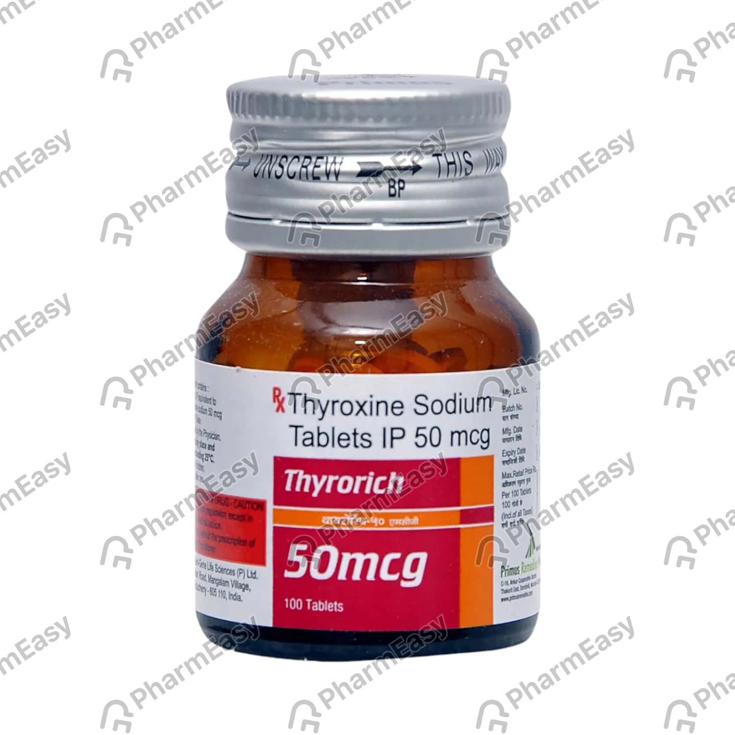 Thyrorich 50 MCG Tablet (100): Uses, Side Effects, Price & Dosage ...