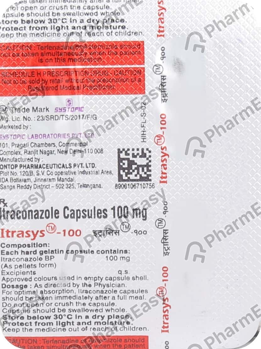 Itrasys 100 MG Capsule (4): Uses, Side Effects, Price & Dosage | PharmEasy
