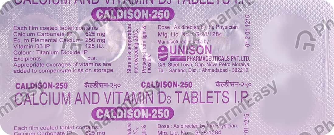 Caldison 250mg Strip Of 10 Tablets: Uses, Side Effects, Price & Dosage ...
