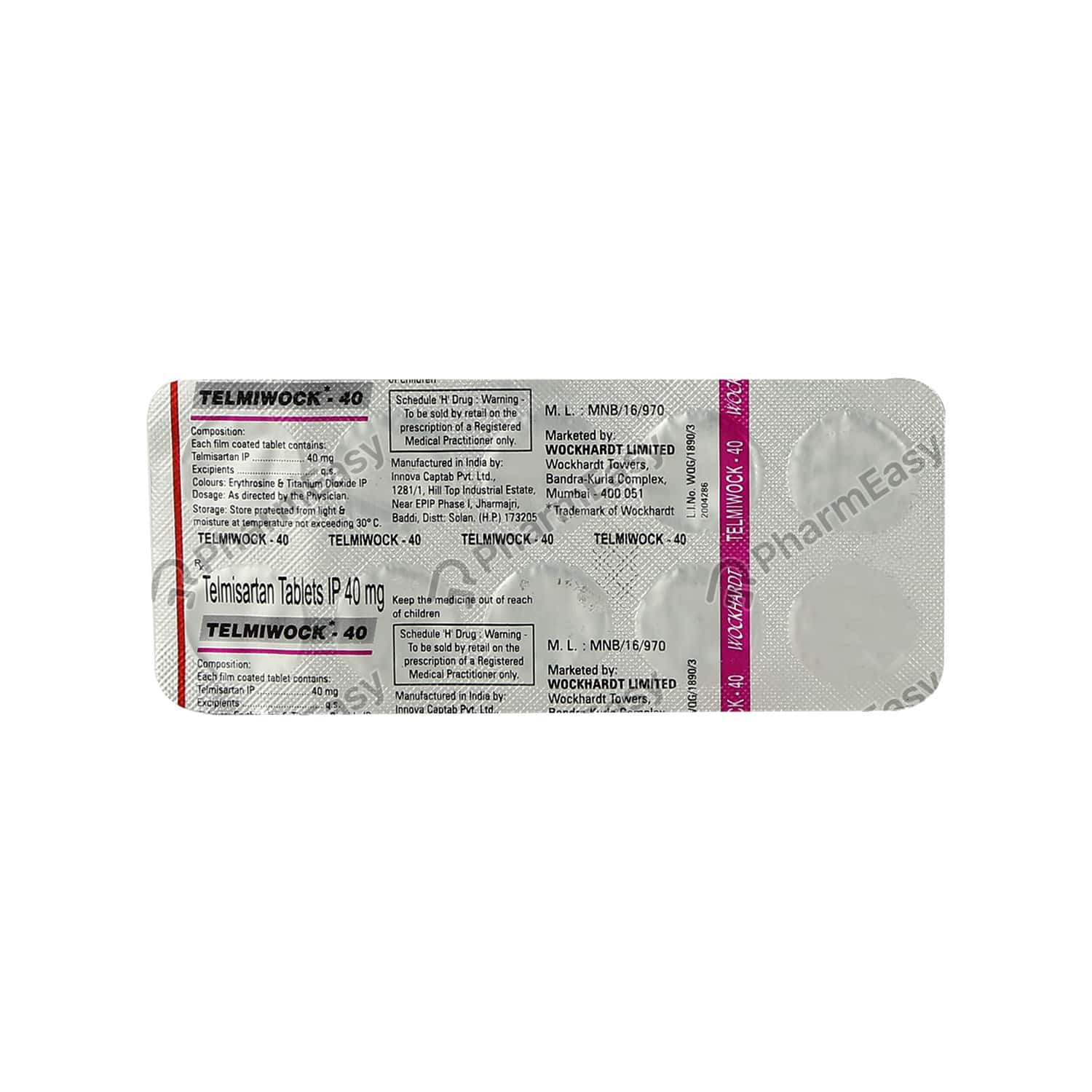 Telmiwock 40 MG Tablet (10) - Uses, Side Effects, Dosage, Composition ...