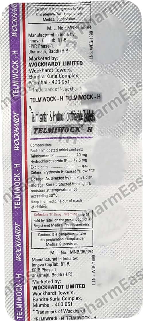 Telmiwock H Tablet: Uses, Side Effects, Price & Dosage | PharmEasy