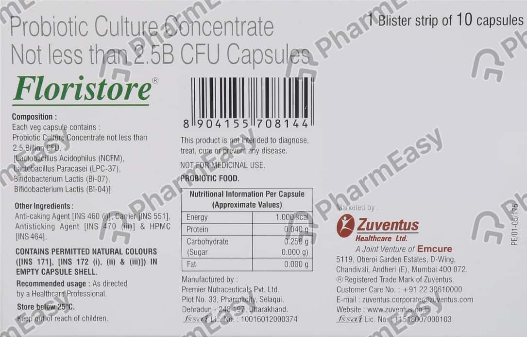 Floristore 2.5 B Capsule (10): Uses, Side Effects, Price & Dosage ...