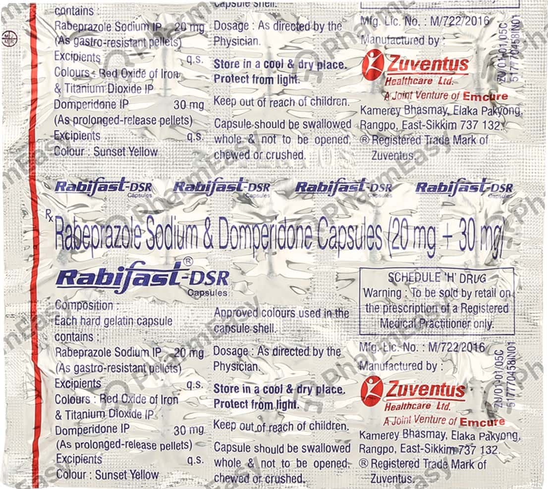 Rabifast Dsr Strip Of 10 Capsules: Uses, Side Effects, Price & Dosage ...
