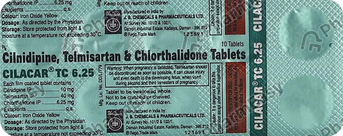 Cilacar Tc 6.25mg Strip Of 10 Tablets: Uses, Side Effects, Price ...