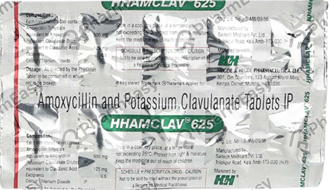 Hhamclav 625mg Strip Of 10 Tablets: Uses, Side Effects, Price & Dosage ...