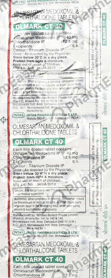 Olmark Ct 40mg Strip Of 10 Tablets: Uses, Side Effects, Price & Dosage ...
