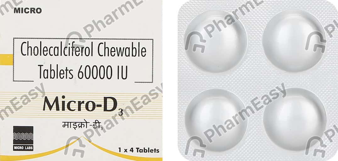 Micro D3 60000 IU Chewable Tablet (4): Uses, Side Effects, Price ...