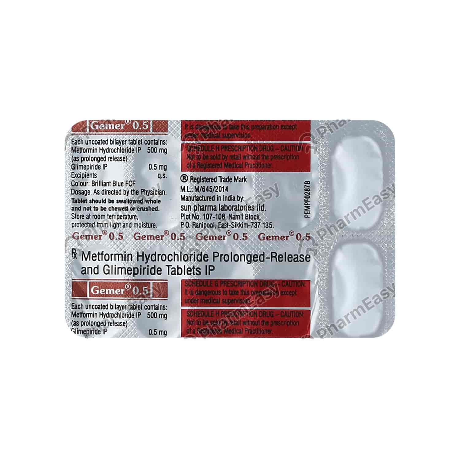 Gemer 0.5mg Tab - Uses, Side Effects, Dosage, Composition & Price ...