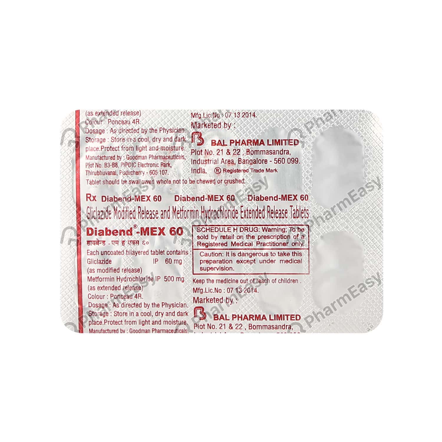 Buy Diabend Mex 60mg Tablet Online at Flat 18% OFF* | PharmEasy