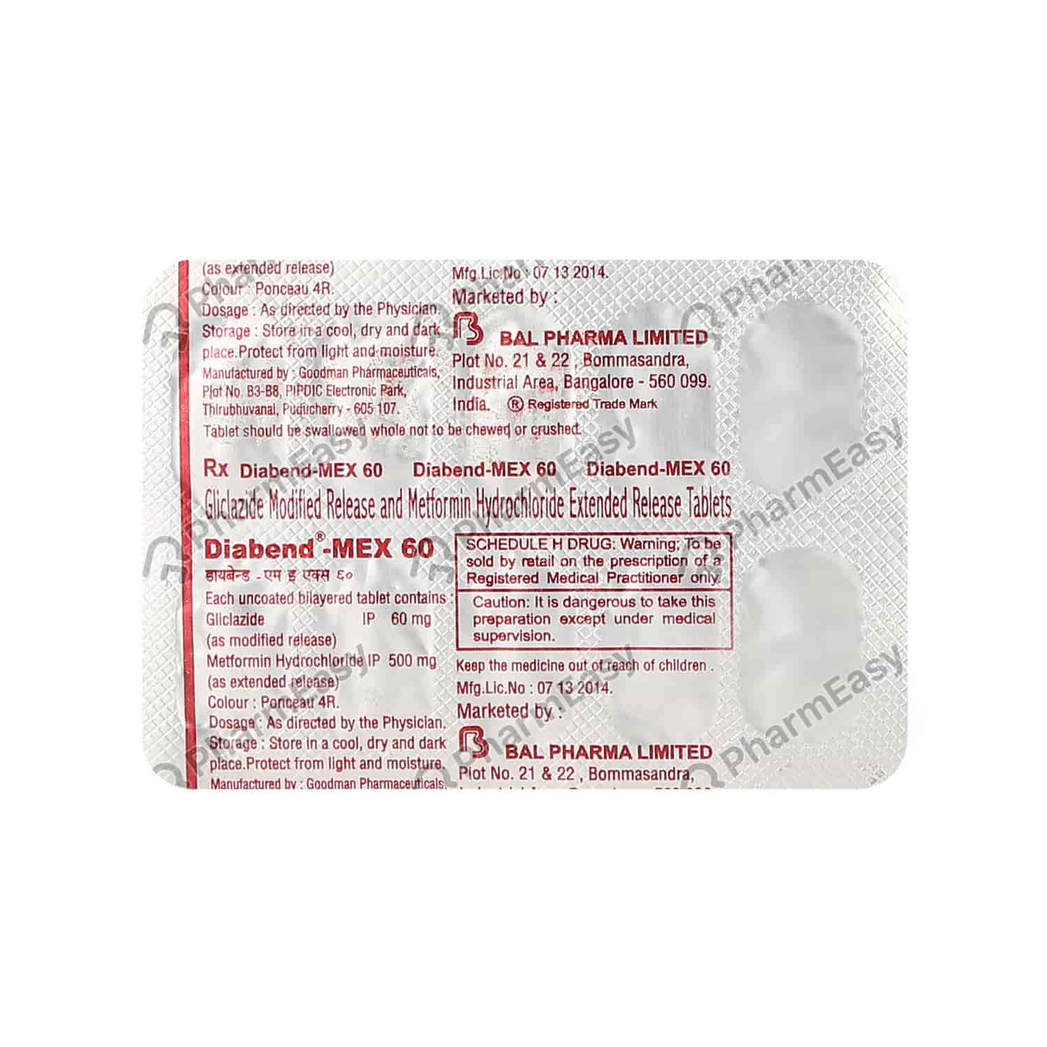 Buy Diabend Mex 60mg Tablet Online at Flat 18% OFF* | PharmEasy