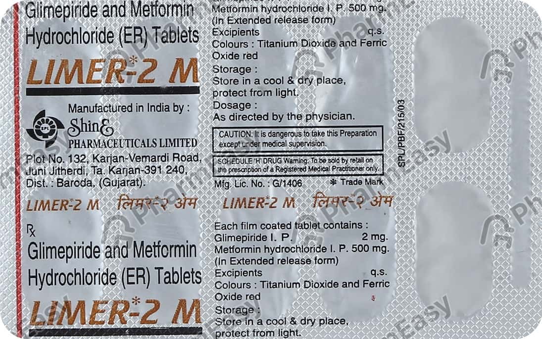 Limer M2 Strip Of 10 Tablets: Uses, Side Effects, Price & Dosage ...