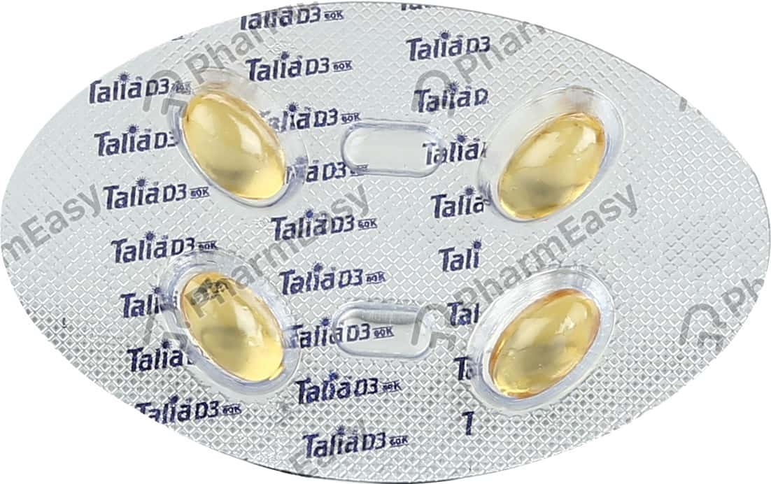 Talia D3 60000 IU Capsule (4): Uses, Side Effects, Price & Dosage ...