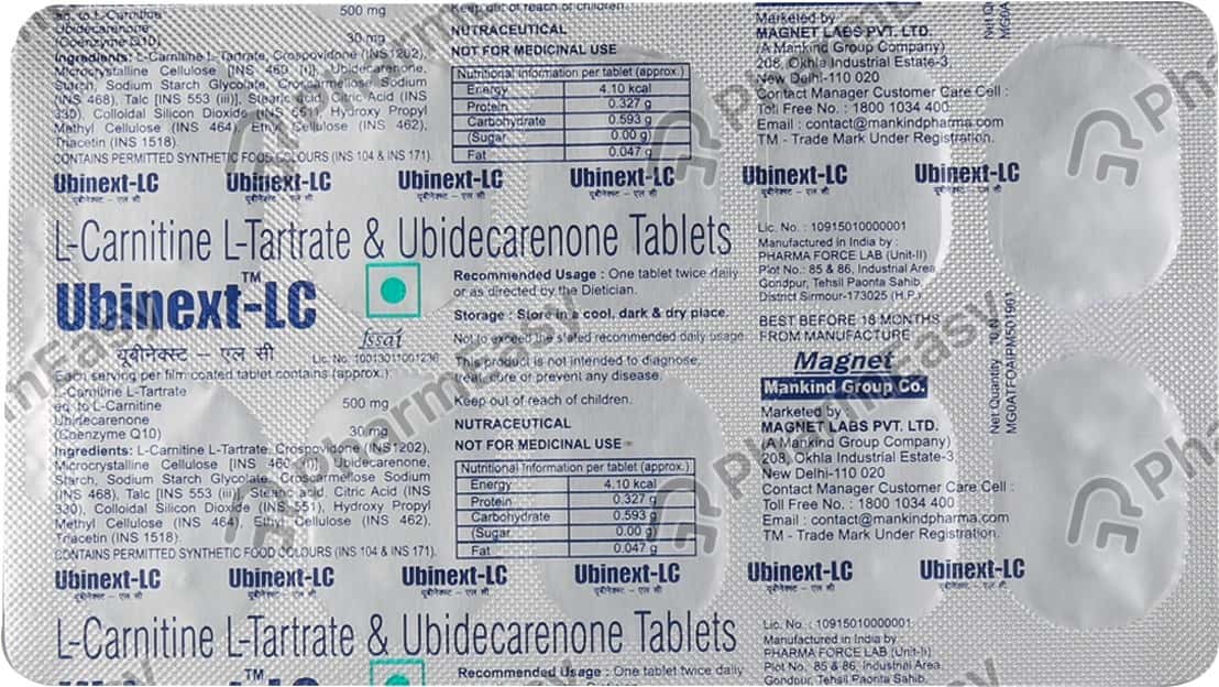 Ubinext Lc Strip Of 10 Tablets: Uses, Side Effects, Price & Dosage ...
