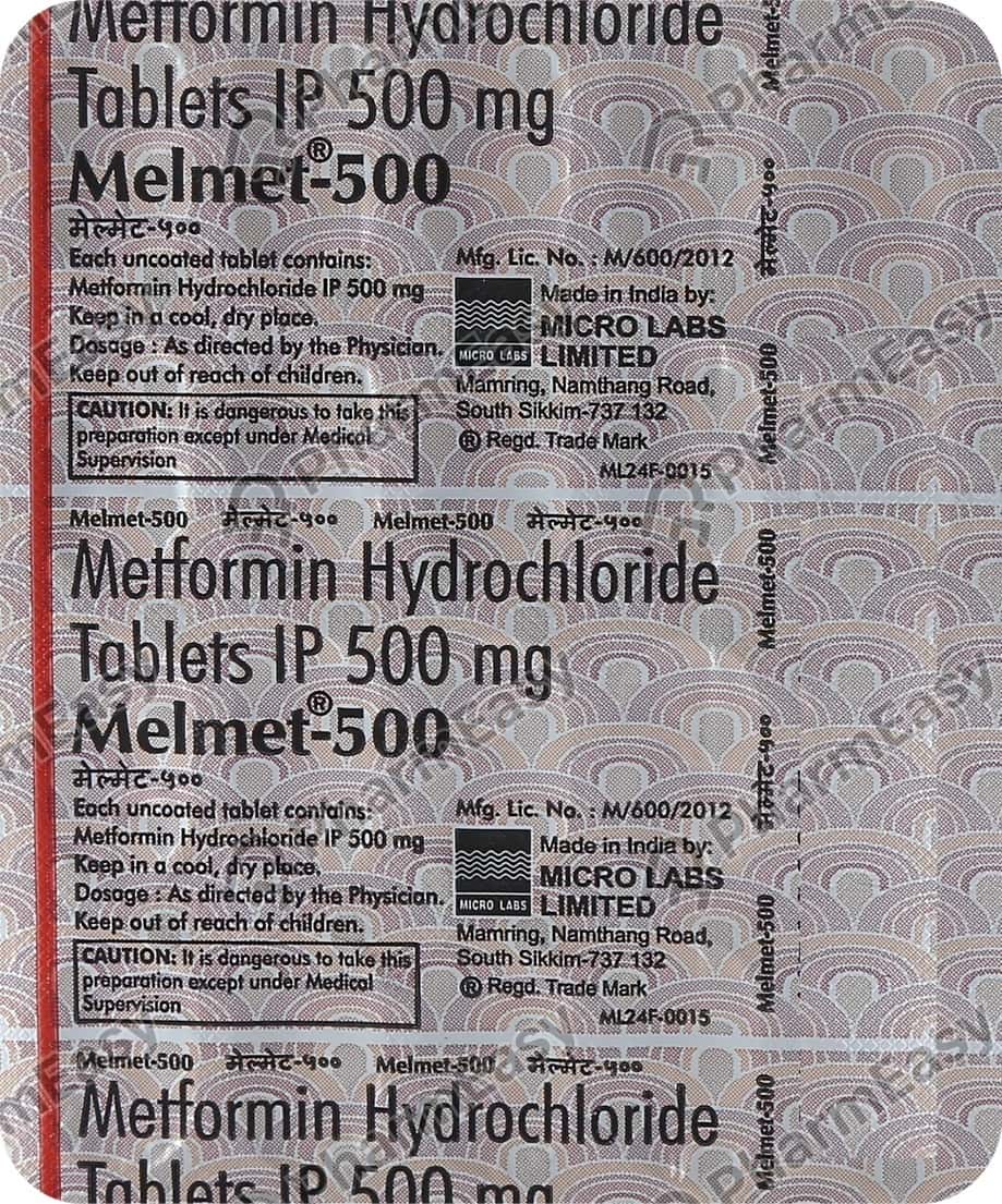 Melmet 500 MG Tablet (20): Uses, Side Effects, Price & Dosage | PharmEasy