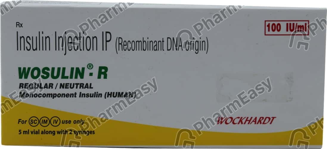 Wosulin R 100 IU/ML Injection (5): Uses, Side Effects, Price & Dosage ...
