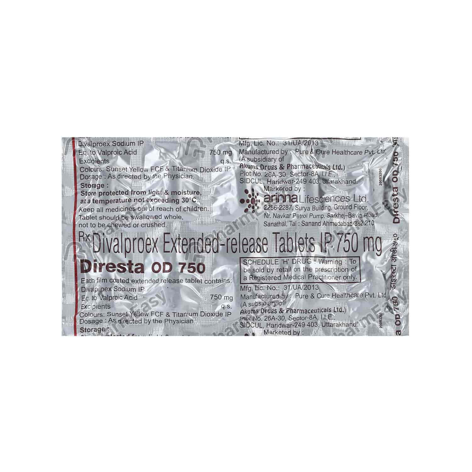 Buy Diresta Od 750mg Tablet Online at Flat 18% OFF* | PharmEasy