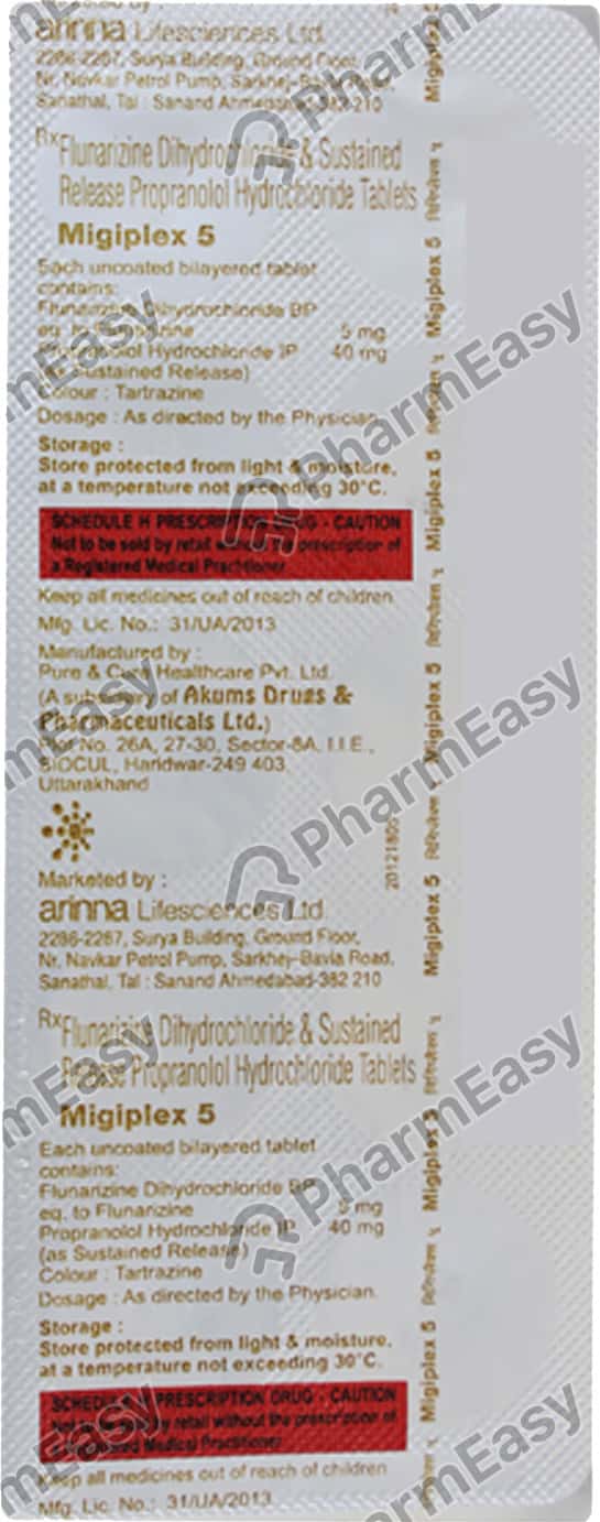 Migiplex 5mg Strip Of 10 Tablets: Uses, Side Effects, Price & Dosage ...