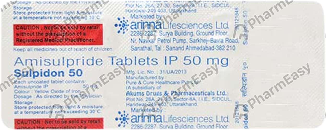 Buy Sulpidon 50 MG Tablet (10) Online at Flat 15% OFF | PharmEasy