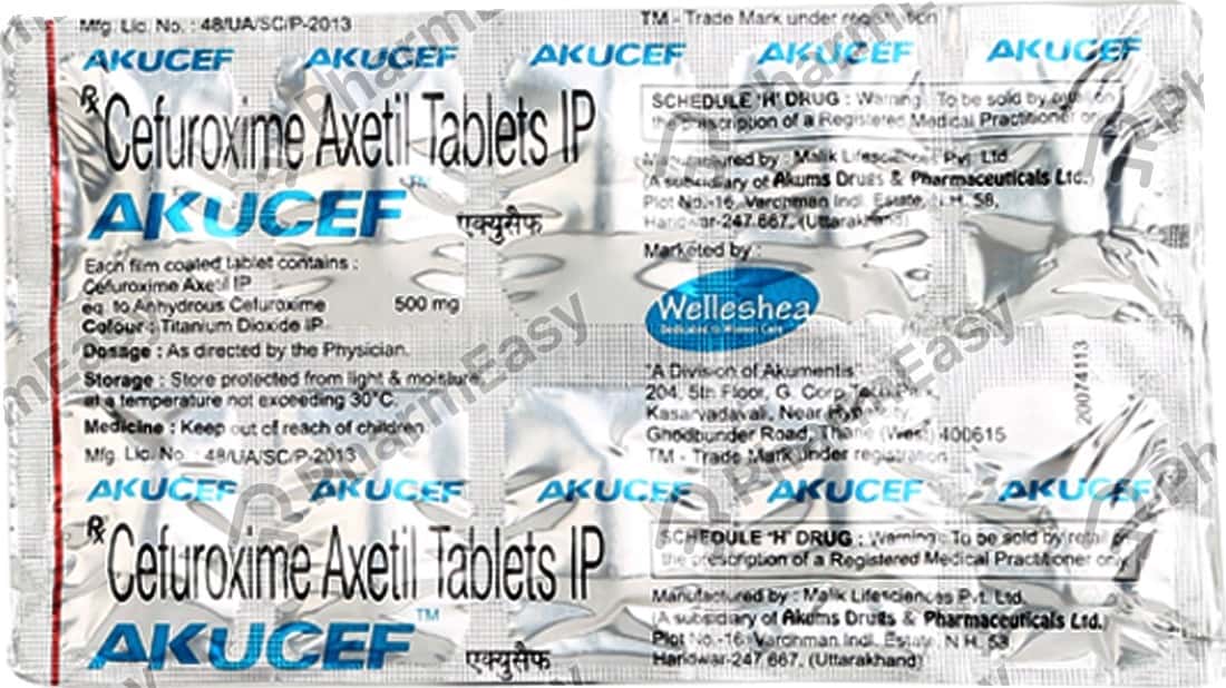Akucef 500 MG Tablet (10): Uses, Side Effects, Price & Dosage | PharmEasy