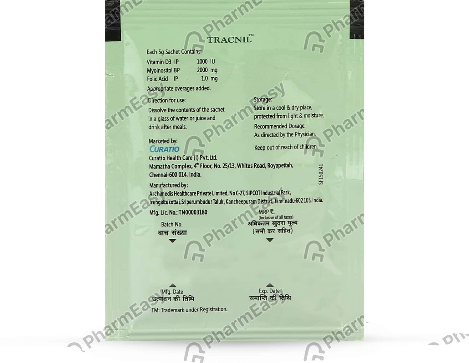 Tracnil Sachet Of 5gm Oral Powder: Uses, Side Effects, Price & Dosage ...