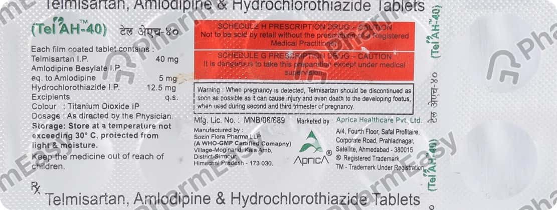 Tel Ah 40mg Strip Of 10 Tablets: Uses, Side Effects, Price & Dosage ...