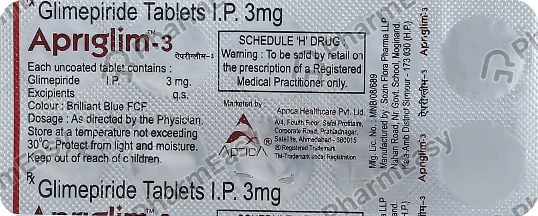 Apriglim 3 MG Tablet (10): Uses, Side Effects, Price & Dosage | PharmEasy