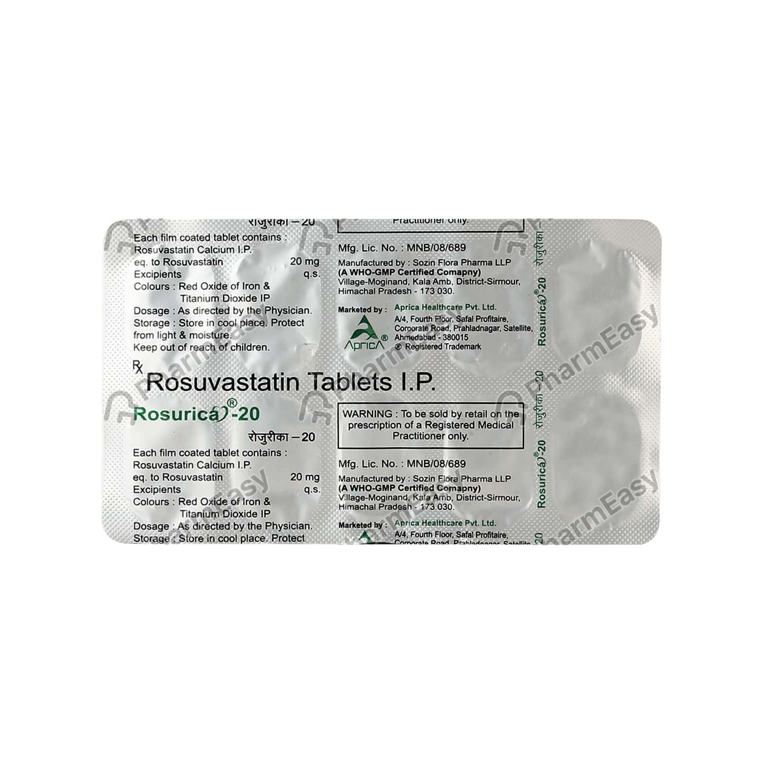 Rosurica 20 MG Tablet (10) - Uses, Side Effects, Dosage, Composition ...